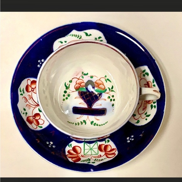 Art | Vintage 19th Century Gaudy Welsh Flower Basket Ii Pattern Cup ...